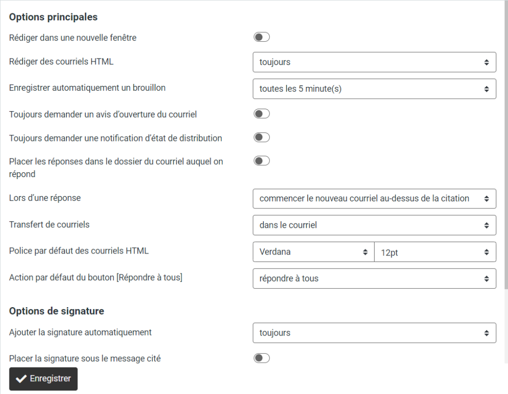 Paramètres du webmail – Blog laclasse.com